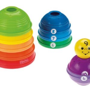 Fisher-Price Baby Toy Stack & Roll Cups, 10-Piece Stacking & Nesting Activity for Developmental Play Infants Ages 6+ Months