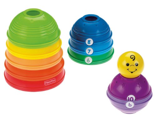 Fisher-Price Baby Toy Stack & Roll Cups, 10-Piece Stacking & Nesting Activity for Developmental Play Infants Ages 6+ Months