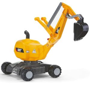 rolly toys cat construction ride-on: 360-degree excavator/shovel digger, youth ages 3+ , yellow