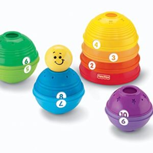 Fisher-Price Baby Toy Stack & Roll Cups, 10-Piece Stacking & Nesting Activity for Developmental Play Infants Ages 6+ Months