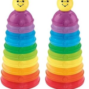 Fisher-Price Baby Toy Stack & Roll Cups, 10-Piece Stacking & Nesting Activity for Developmental Play Infants Ages 6+ Months