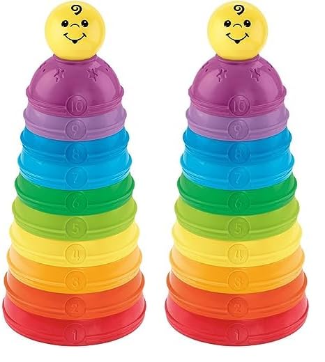 Fisher-Price Baby Toy Stack & Roll Cups, 10-Piece Stacking & Nesting Activity for Developmental Play Infants Ages 6+ Months