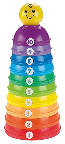 Fisher-Price Baby Toy Stack & Roll Cups, 10-Piece Stacking & Nesting Activity for Developmental Play Infants Ages 6+ Months