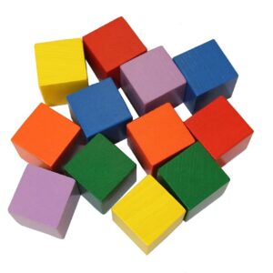 HABA Baby's First Basic Block Set - 12 Colorful Wooden Cubes (Made in Germany)