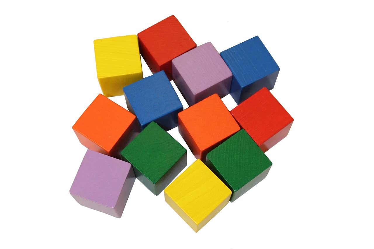 HABA Baby's First Basic Block Set - 12 Colorful Wooden Cubes (Made in Germany)