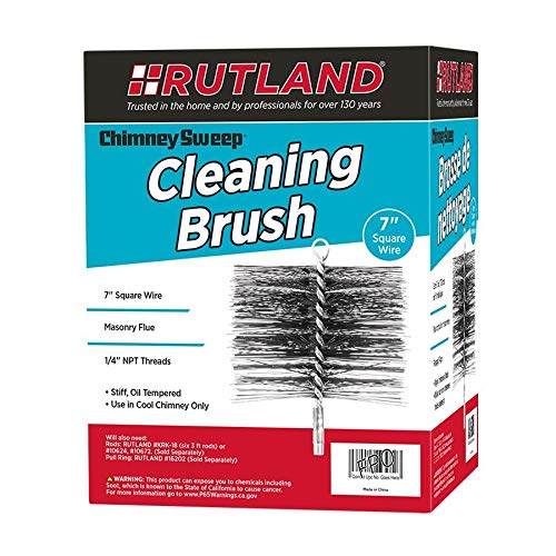 Rutland Products 7-Inch Square Rutland 16507 Wire Thread Fitting Chimney Sweep, 1/4-Inch Pipe, Black