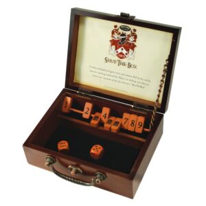 front porch classics | circa shut the box, wooden 9 number dice game with case for travel, for adults and kids ages 8 and up