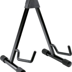 K&M Konig & Meyer 17541.013.55 Guitar Stand | Sturdy Heavy Duty Protective Rubber Covered Adjustable Frame | Folds Flat Portable | Fits Acoustic Guitars | For Adult and Youth Musicians | Black