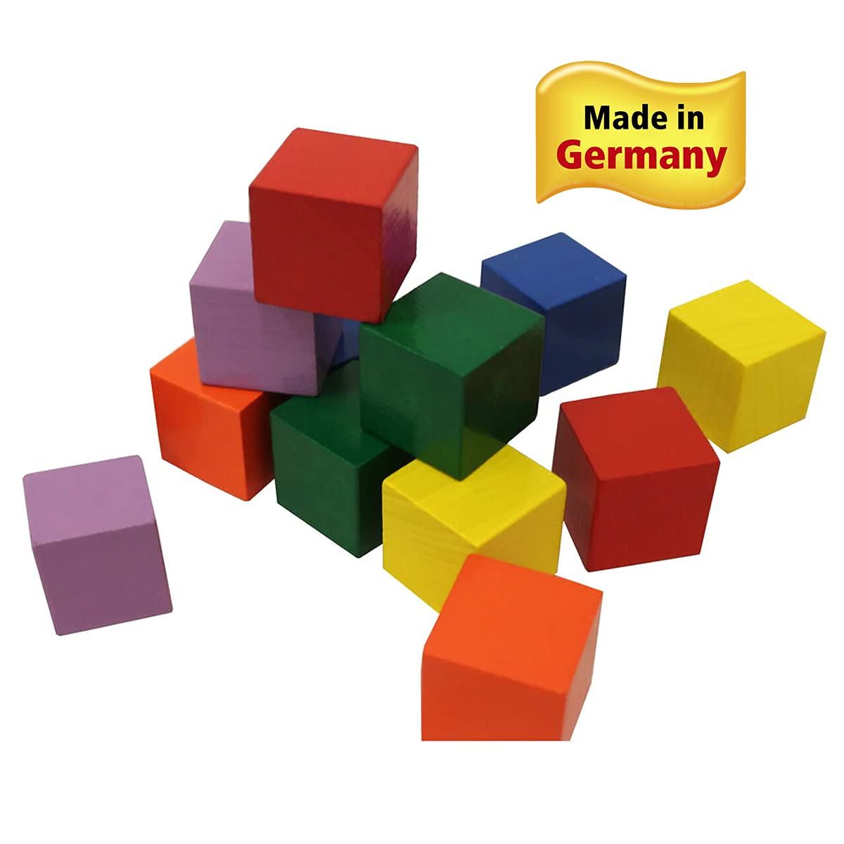 HABA Baby's First Basic Block Set - 12 Colorful Wooden Cubes (Made in Germany)