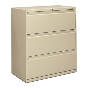 hon 883ll 800 series three-drawer lateral file, 36w x 19-1/4d x 40-7/8h, putty