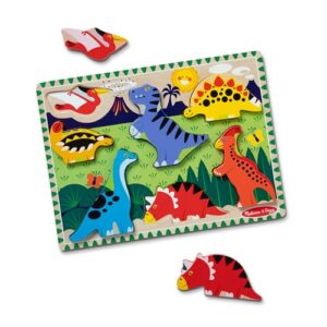 melissa & doug dinosaur wooden chunky puzzle (7 pcs) - fsc certified