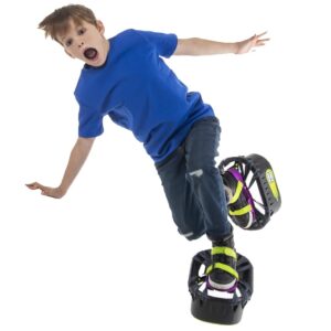 Moon Shoes Bouncy Shoes, Mini Trampolines for Your Feet, One Size, Black, New and Improved, Bounce Your Way to Fun, Very Durable, No Tool Assembly, Athletic Development, up to 130 lbs