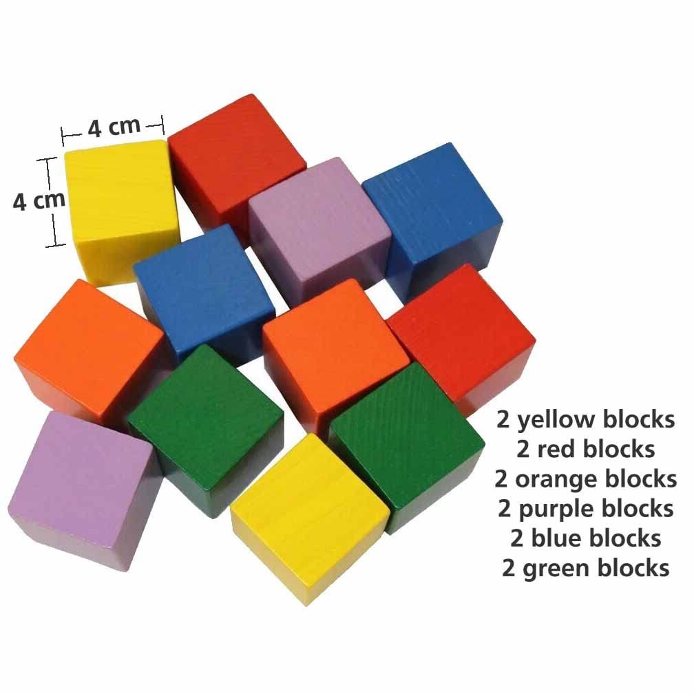 HABA Baby's First Basic Block Set - 12 Colorful Wooden Cubes (Made in Germany)