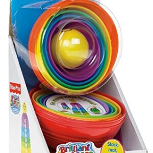 Fisher-Price Baby Toy Stack & Roll Cups, 10-Piece Stacking & Nesting Activity for Developmental Play Infants Ages 6+ Months