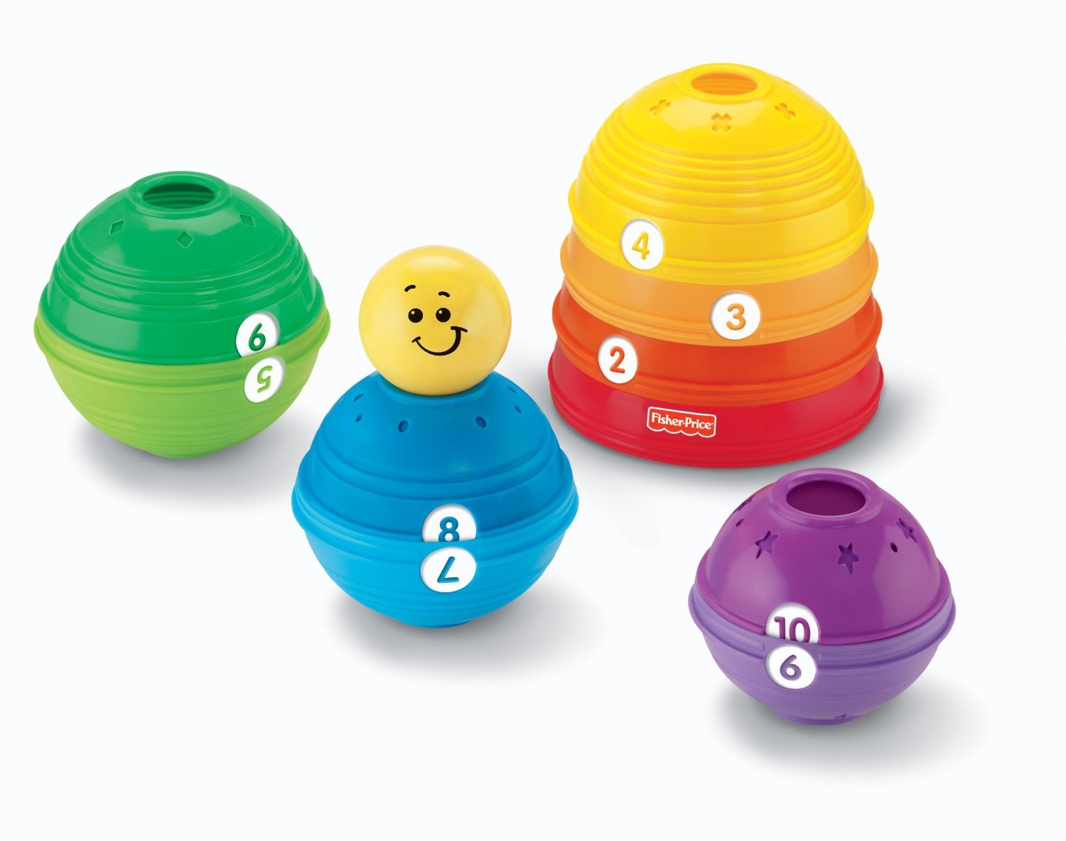 Fisher-Price Baby Toy Stack & Roll Cups, 10-Piece Stacking & Nesting Activity for Developmental Play Infants Ages 6+ Months