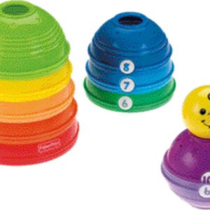 Fisher-Price Baby Toy Stack & Roll Cups, 10-Piece Stacking & Nesting Activity for Developmental Play Infants Ages 6+ Months