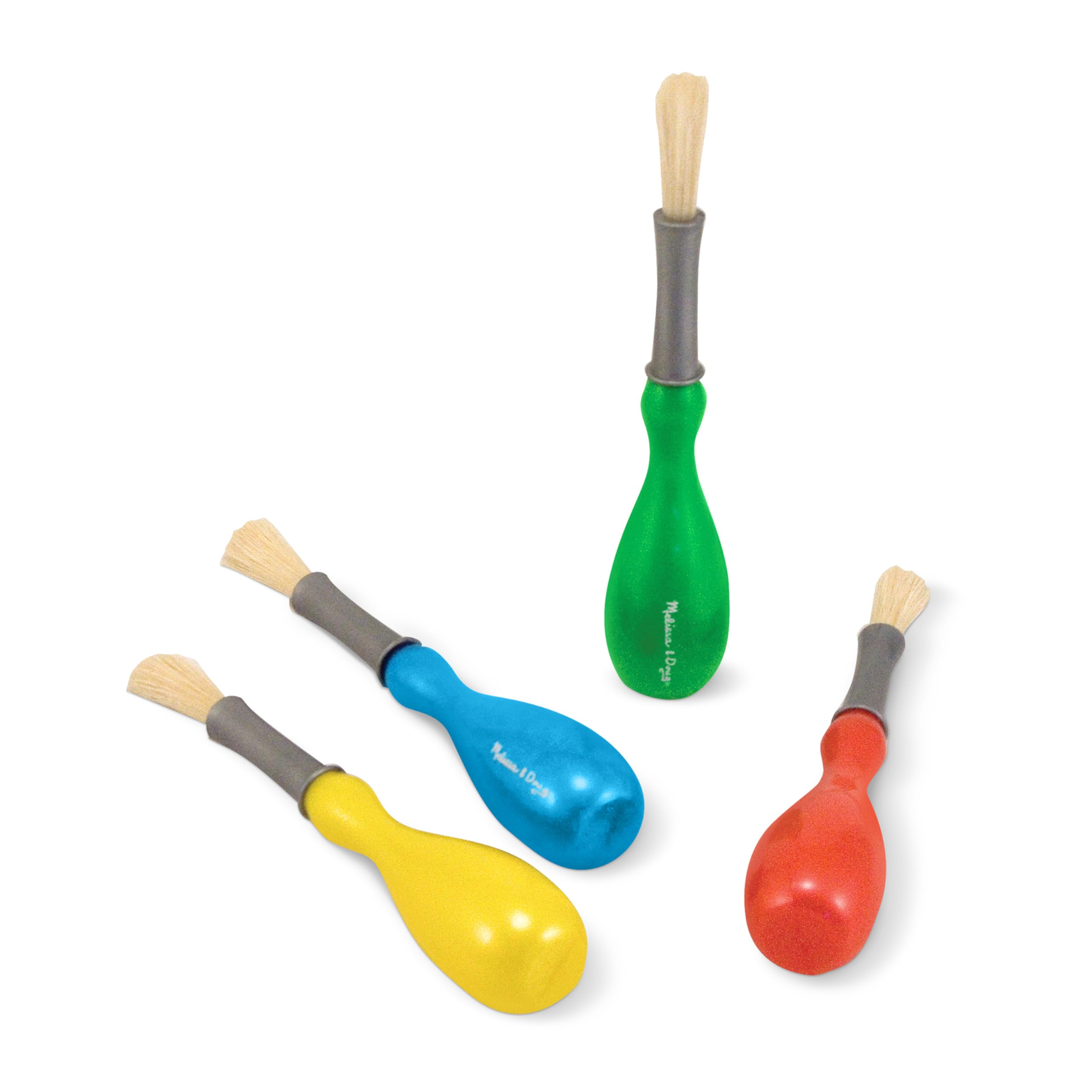 Melissa & Doug Jumbo Brush Set - 4-Pack, Paintbrushes in Red, Blue, Green, Yellow