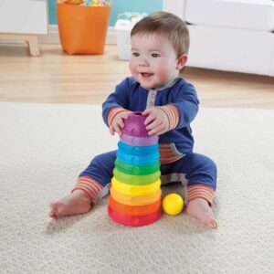 Fisher-Price Baby Toy Stack & Roll Cups, 10-Piece Stacking & Nesting Activity for Developmental Play Infants Ages 6+ Months