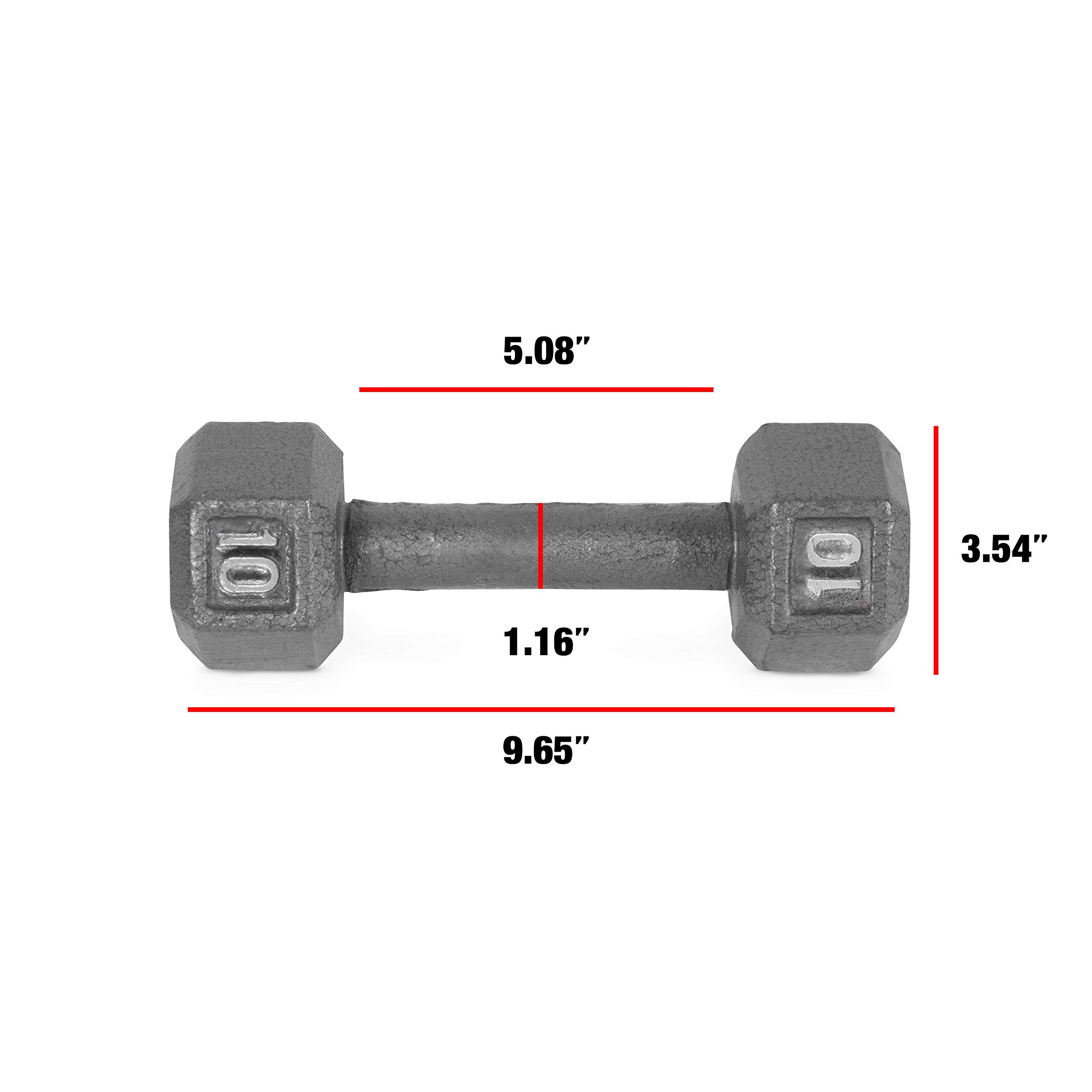 CAP Barbell Solid Hex Dumbbell, Single (10-Pound)