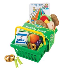 learning resources healthy lunch basket - 17 pieces, ages 3+ pretend play food for toddlers, preschool learning toys, kitchen play toys for kids