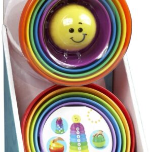 Fisher-Price Baby Toy Stack & Roll Cups, 10-Piece Stacking & Nesting Activity for Developmental Play Infants Ages 6+ Months