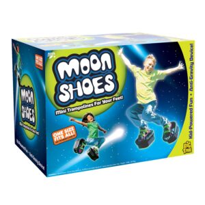 Moon Shoes Bouncy Shoes, Mini Trampolines for Your Feet, One Size, Black, New and Improved, Bounce Your Way to Fun, Very Durable, No Tool Assembly, Athletic Development, up to 130 lbs