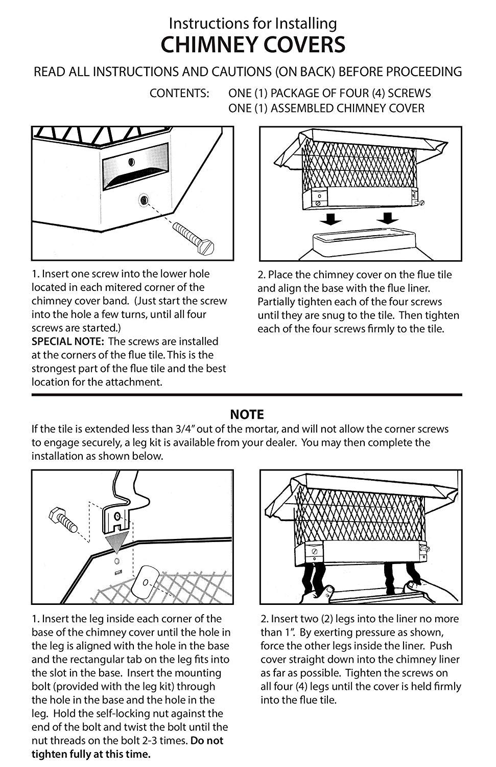 HY-C SCLK Chimney Cap Leg Kit, Stainless Steel