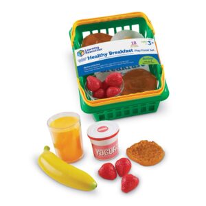 learning resources healthy breakfast basket - 18 pieces, ages 3+ pretend play food for toddlers, preschool learning toys, kitchen play toys for kids