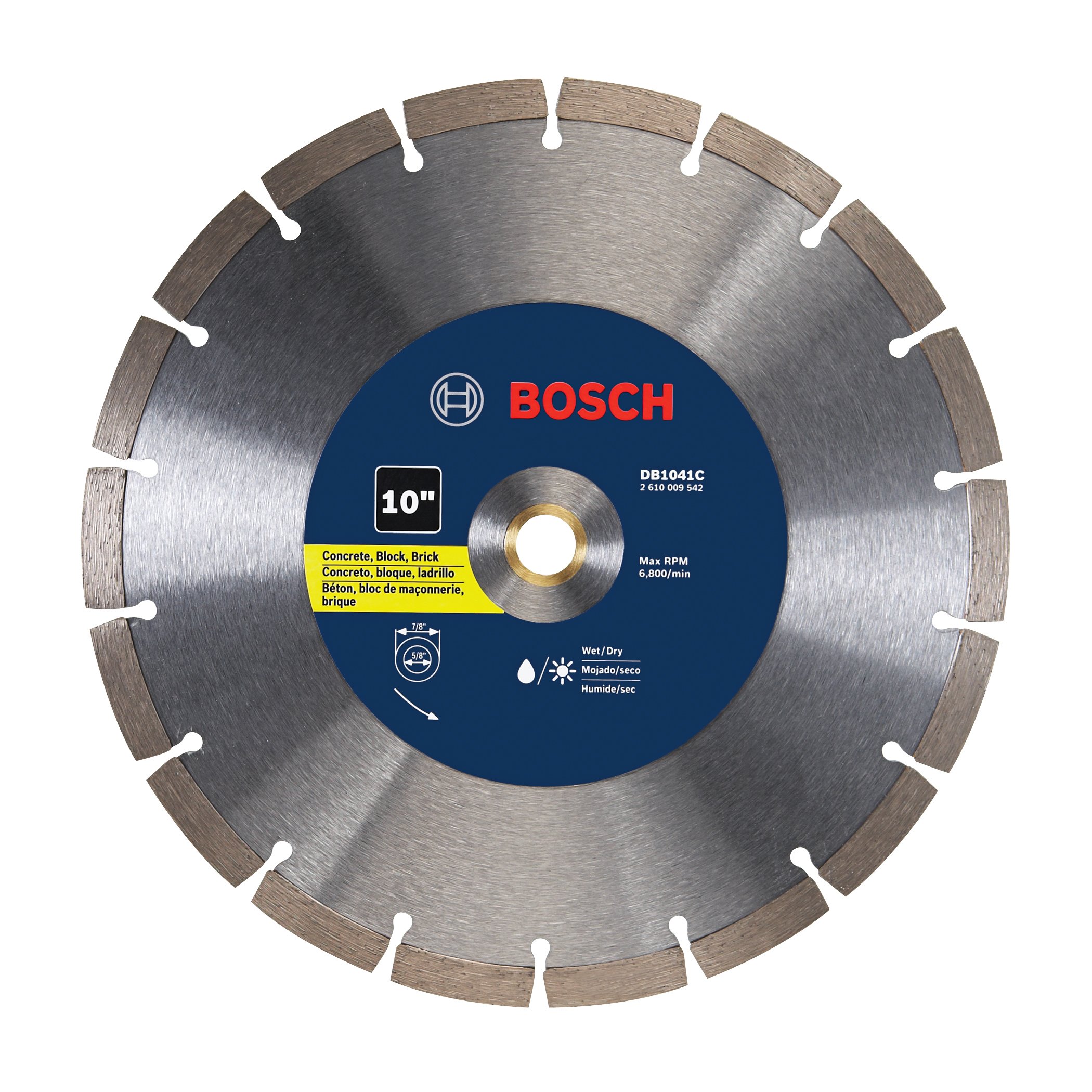 Bosch DB1041C 10 In. Premium Segmented Rim Diamond Blade for Universal Rough Cuts, Gray