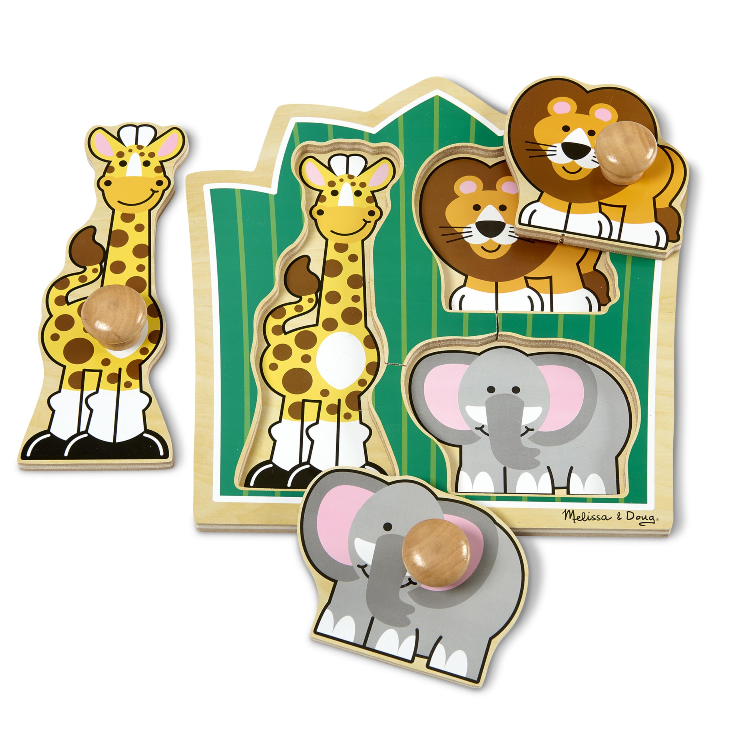 Melissa & Doug Jungle Friends Safari Animals Jumbo Peg Wooden Puzzle