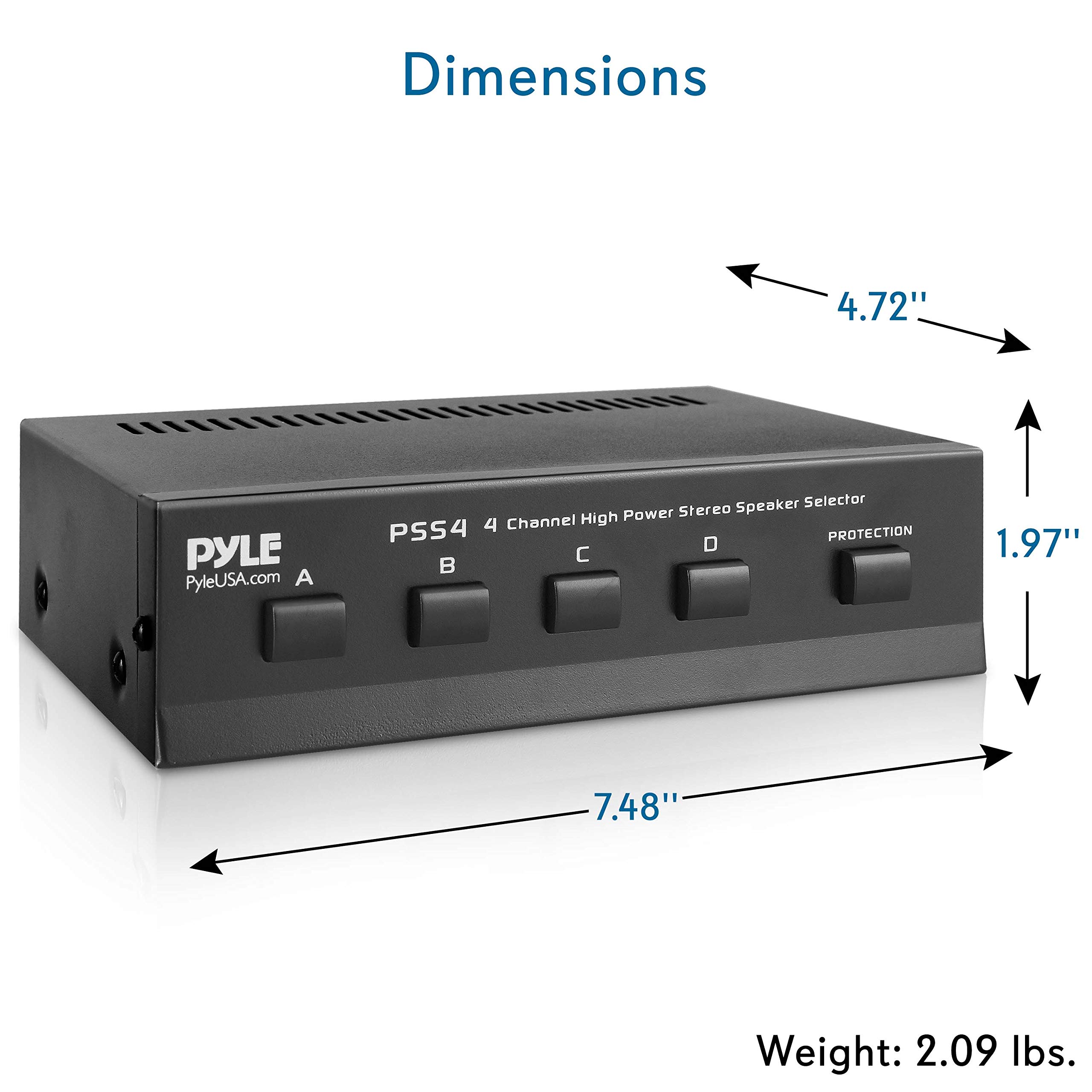 Pyle 4-Zone Channel Speaker Switch Selector - Premium New & Improved Switch Box Hub, Distribution Box for Multi-Channel High Powered Stereo Amp A/B/C/D Switches, 4 Pairs Of Speakers, Black