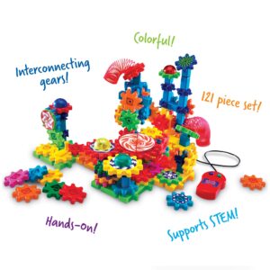 Learning Resources Gears! Gears! Gears! Lights & Action Building Set, Gear Toy, 121 Pieces