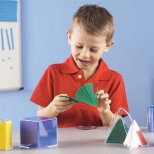 Learning Resources Folding Geometric Shapes Bundle, Math Class Accessories, 3-D and 2-D concepts, measurement, area, volume and surface area, 16 Pieces, Grades 2+, Ages 7+