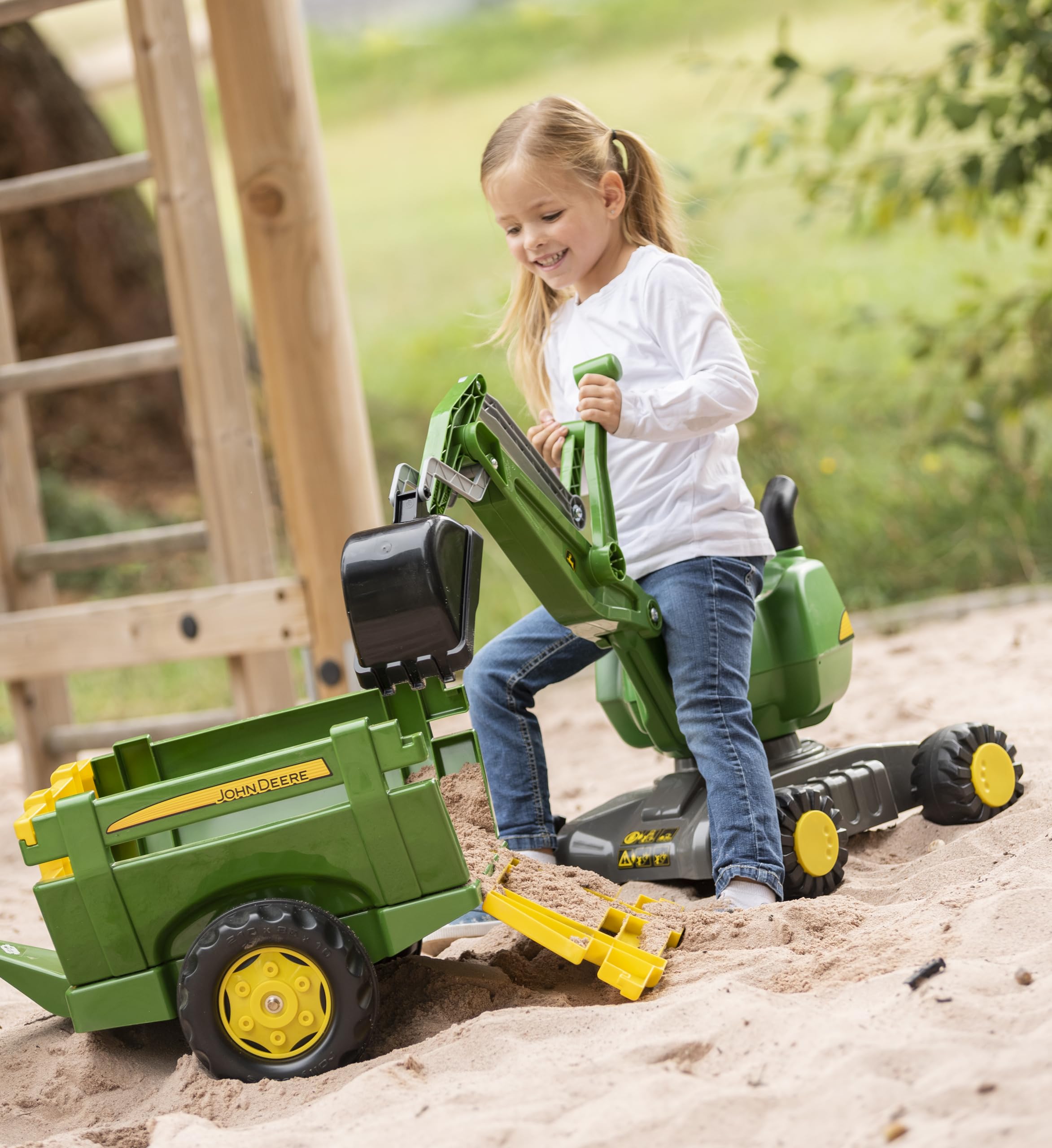 rolly toys John Deere Ride-On: 360-Degree Excavator Shovel/Digger, Youth Ages 3+