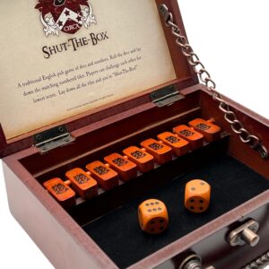 Front Porch Classics | Circa Shut the Box, Wooden 9 Number Dice Game with Case for Travel, for Adults and Kids Ages 8 and Up