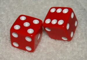 red opaque dice pair