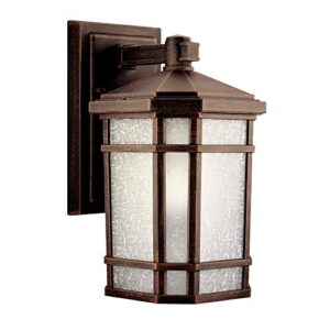 kichler cameron 10.75" 1 light outdoor wall light with etched linen glass in prairie rock