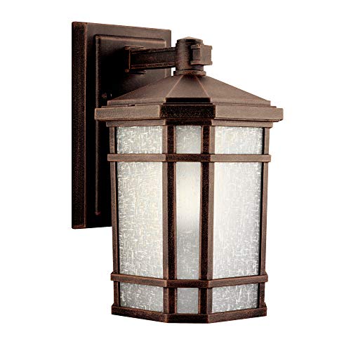 Kichler Cameron 10.75" 1 Light Outdoor Wall Light with Etched Linen Glass in Prairie Rock