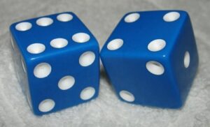 1" huge blue opaque dice pair