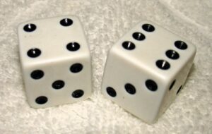 large 3/4" white opaque dice pair