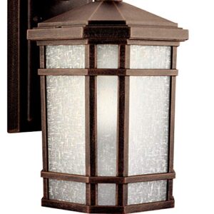 Kichler Cameron 10.75" 1 Light Outdoor Wall Light with Etched Linen Glass in Prairie Rock