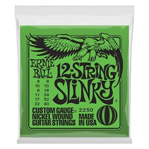 ernie ball 12-string slinky nickel wound electric guitar strings, 8-40 gauge (p02230)