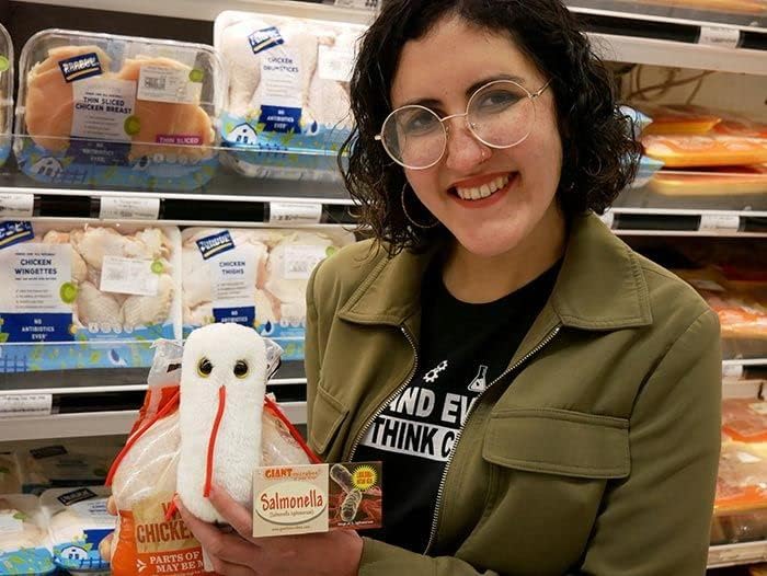 GIANTmicrobes Salmonella Plush -Learn About Food Safety, Bacteria and Gut Health with this Unique Fun Gift for Friends, Families, Teachers, Chefs, Doctors, Gastroenterologists, Students and Scientists