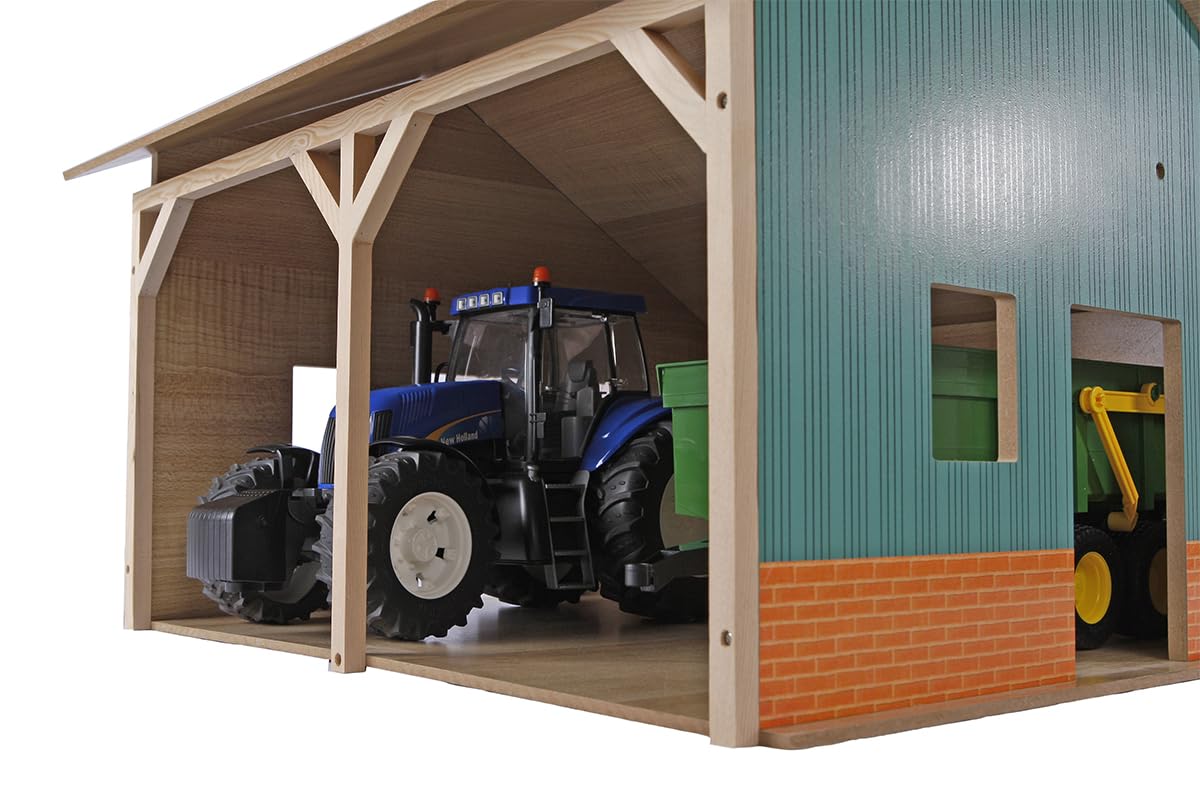 Kids Globe 1:16 Scale Wooden Farm Shed Toy for 2 Tractors Toys KG610338