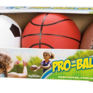 Toysmith Get Outside GO! Pro-Ball Set, Pack of 3 (5-inch soccer ball,6.5-inch football and 5-inch basketball) (2709)