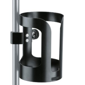 K&M König & Meyer 16022.000.55 Universal Drink Holder - Microphone Stand Tube Attachment - Holds Bottles, Cups, Glasses - Professional Grade Accessory- German Made - Black