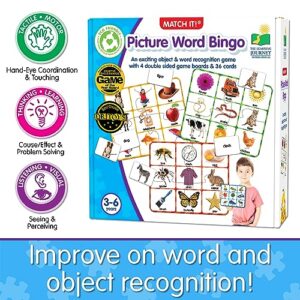 The Learning Journey: Match It! Bingo - Picture Word - Reading Game for Preschool and Kindergarten 36 Picture Word Cards, 9.5" H x 8" W x 0.1" D