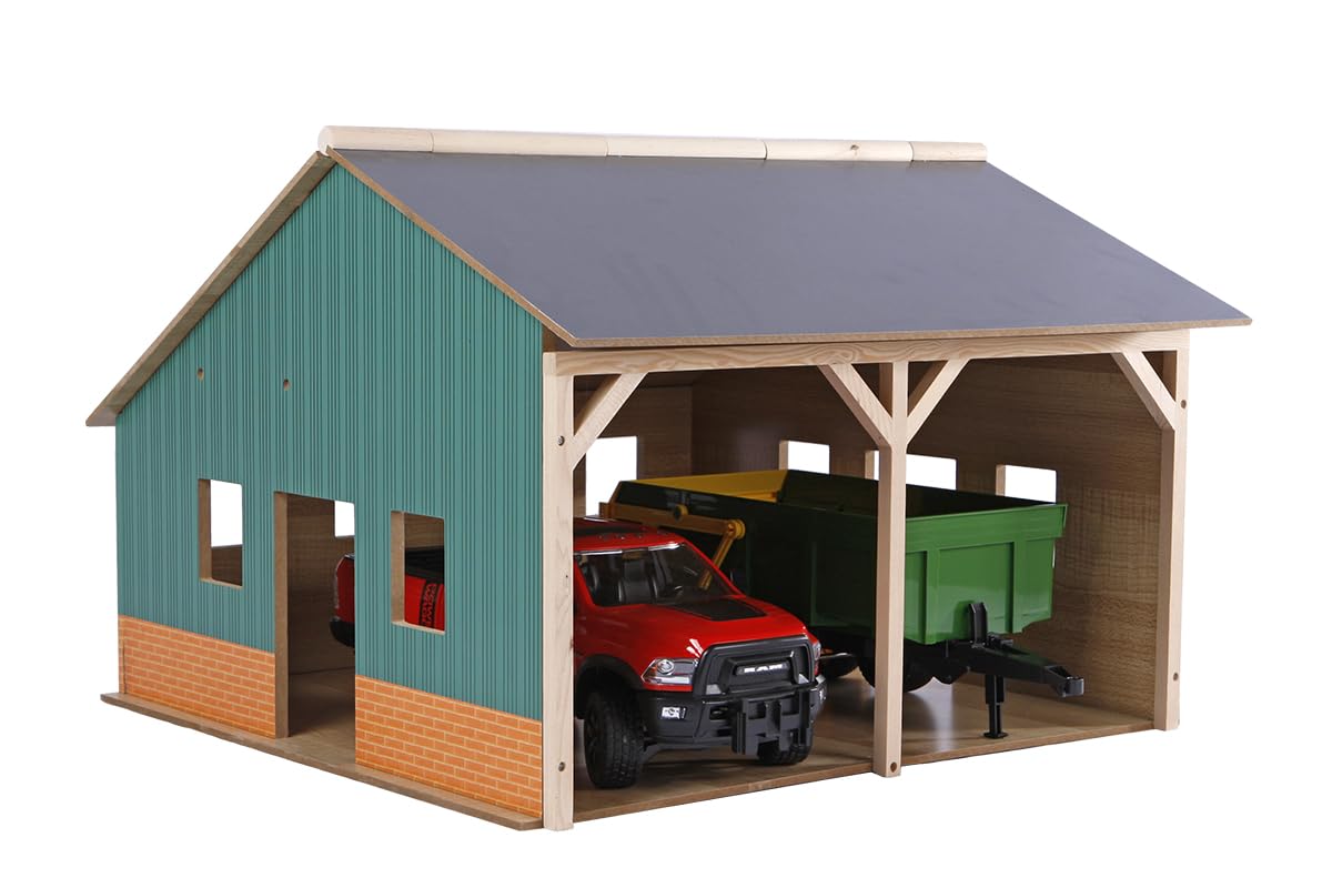 Kids Globe 1:16 Scale Wooden Farm Shed Toy for 2 Tractors Toys KG610338