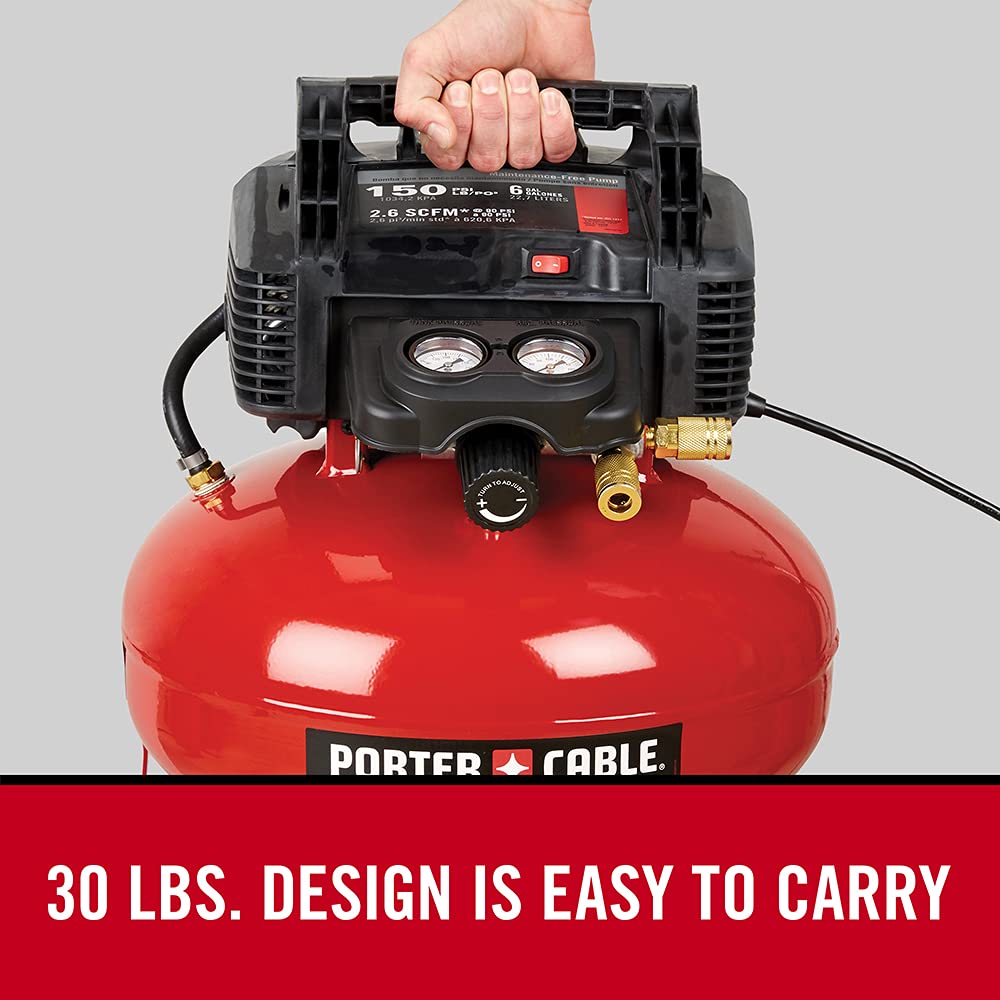 PORTER-CABLE Air Compressor, 6-Gallon, Pancake, Oil-Free (C2002)