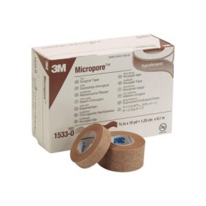 3m micropore paper tape - 1/2" x 10 yds tan - - box of 24